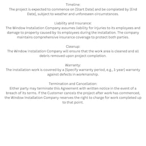 Window Installation Agreement Template- Digital Download From Canva - Etsy