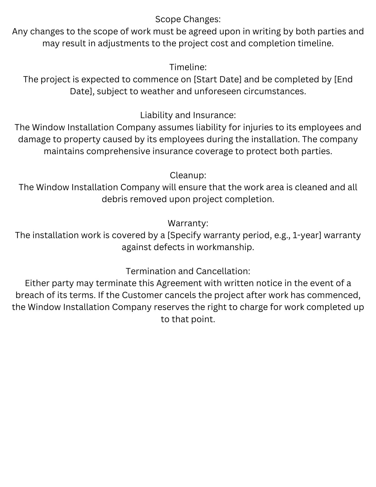 Window Installation Agreement Template- Digital Download From Canva - Etsy