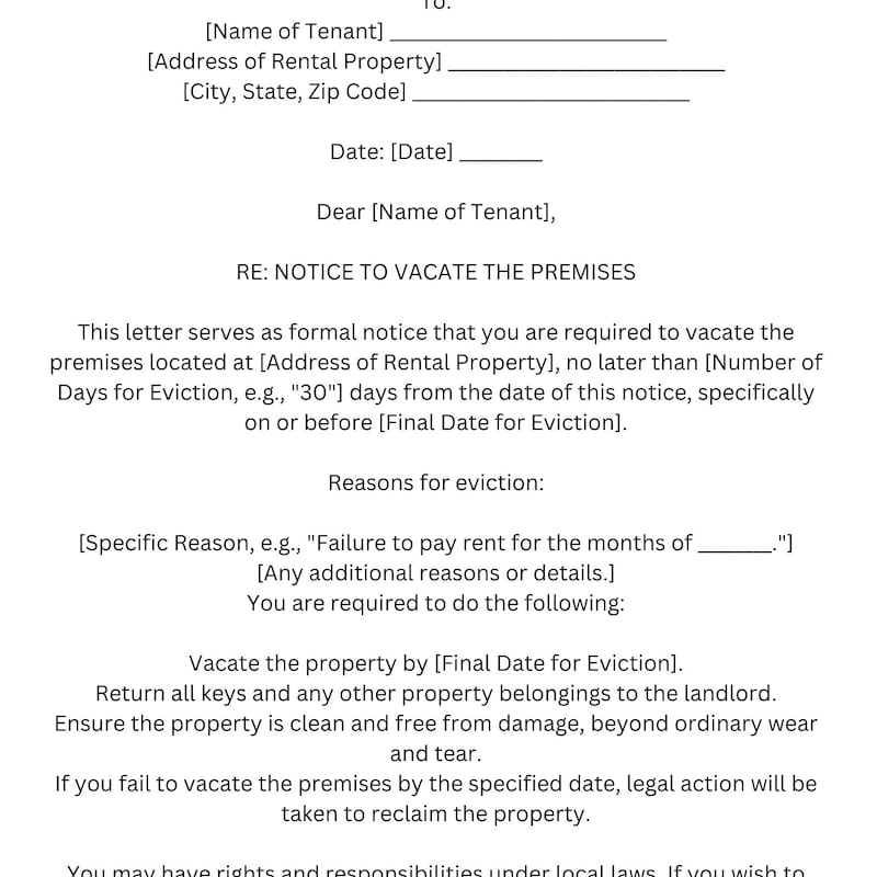 Texas Eviction Notice - Etsy