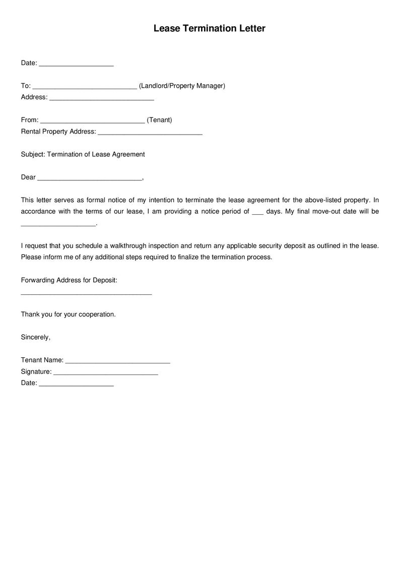 Lease Termination Letter Template | Editable Rental Notice PDF for Tenants - Etsy