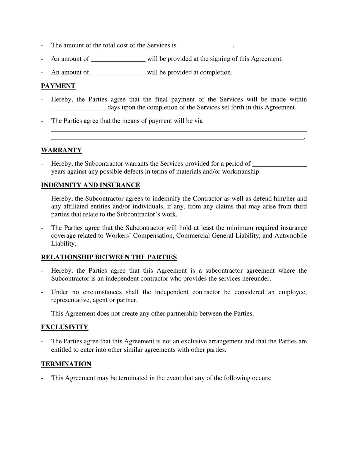 Subcontractor-agreement-template - Etsy