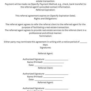 Real Estate Referral Client Contract - Customizable and Professional - Etsy