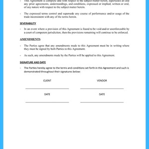 Vendor Contract-template, Instant Download - Etsy