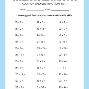 Colorful Math Addition & Subtraction Worksheets - 8-page Printable for ...