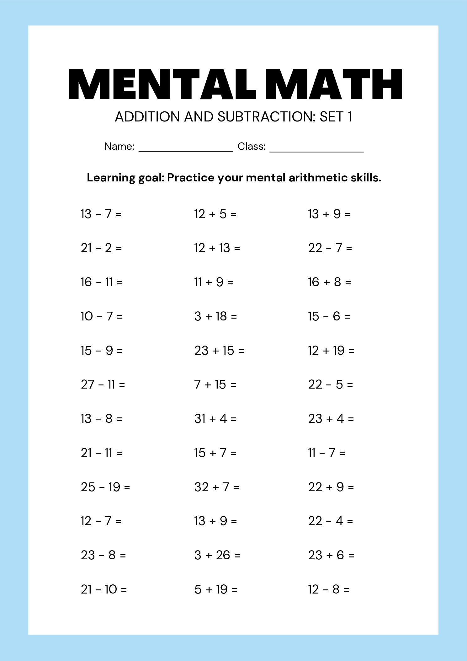 Colorful Math Addition & Subtraction Worksheets - 8-page Printable for ...