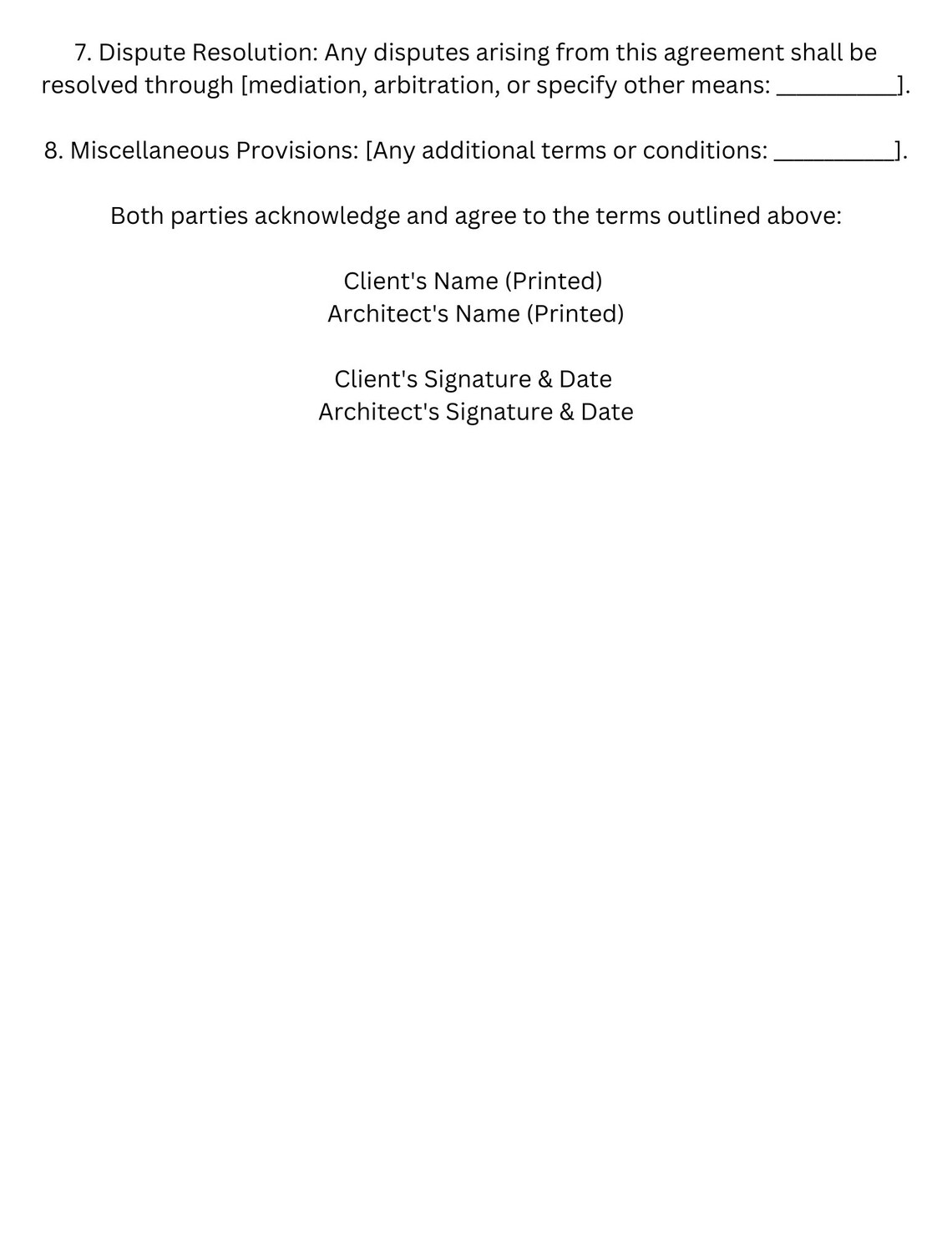 Architect & Designer Agreement Template PDF Download - Etsy