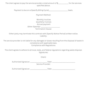 Waste Disposal Contract Form-template, Instant Download - Etsy