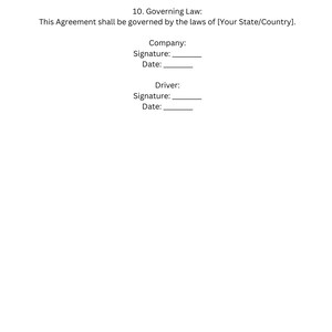 Driver Contract Form Template-pdf Download - Etsy