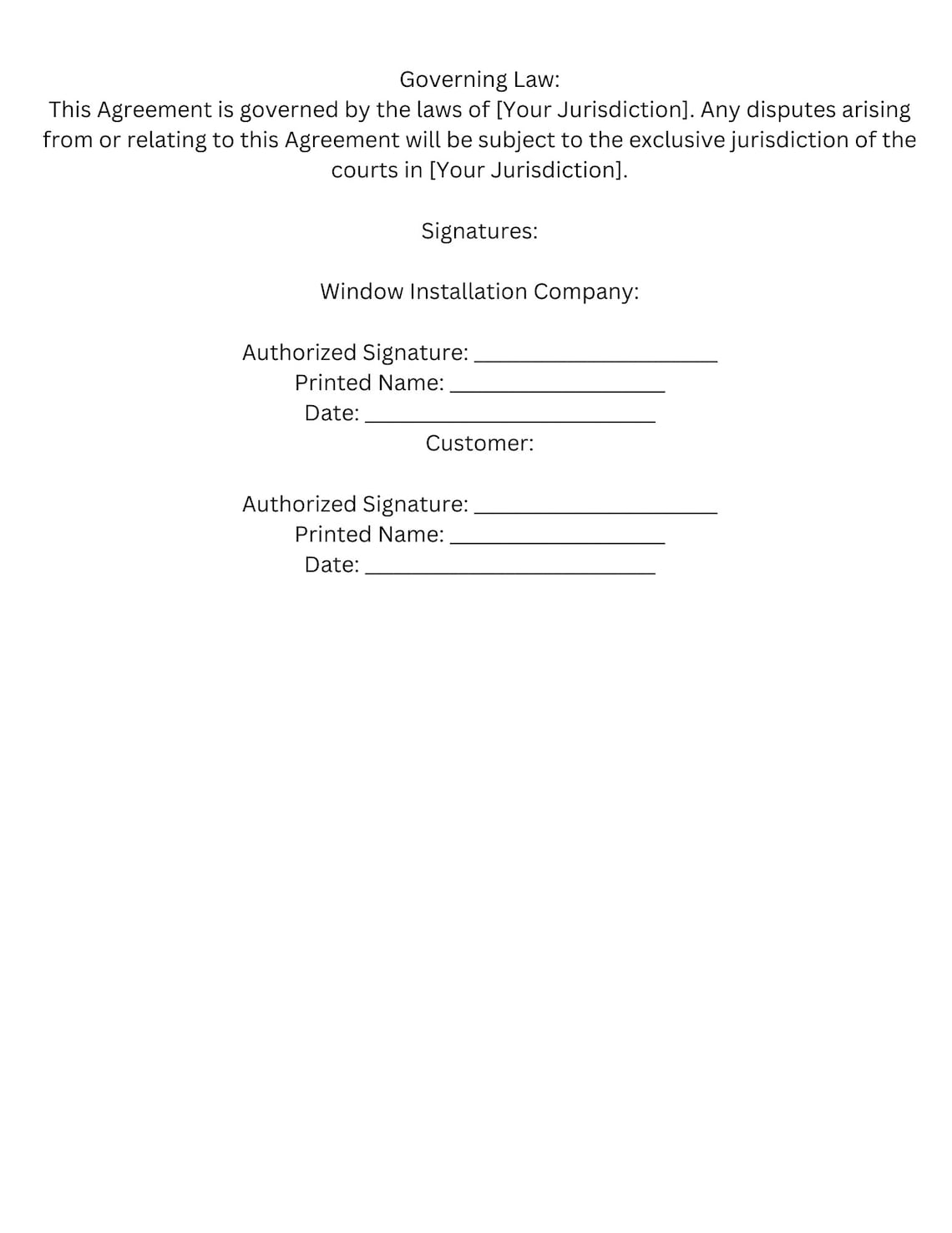 Window Installation Agreement Template- Digital Download From Canva - Etsy