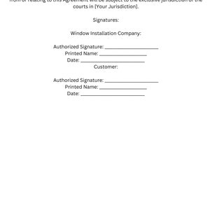 Window Installation Agreement Template- Digital Download From Canva - Etsy