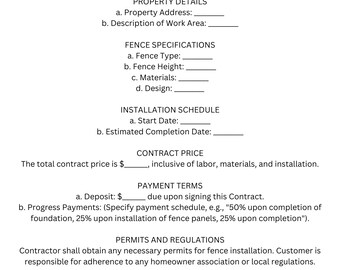 Simple Fencing Contract, Fencing Contract Template, Fencing and Gates ...