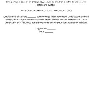 Bounce Castle Safety Instruction Form - Etsy