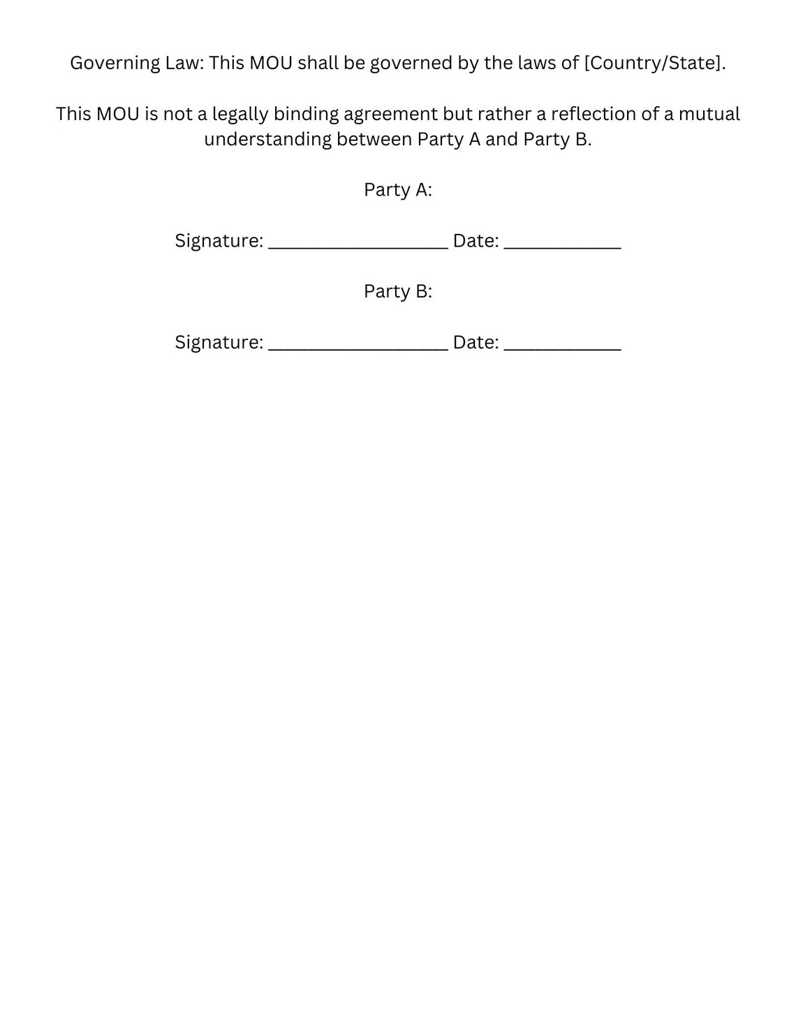 Memorandum of Understanding (MOU) Template - Etsy