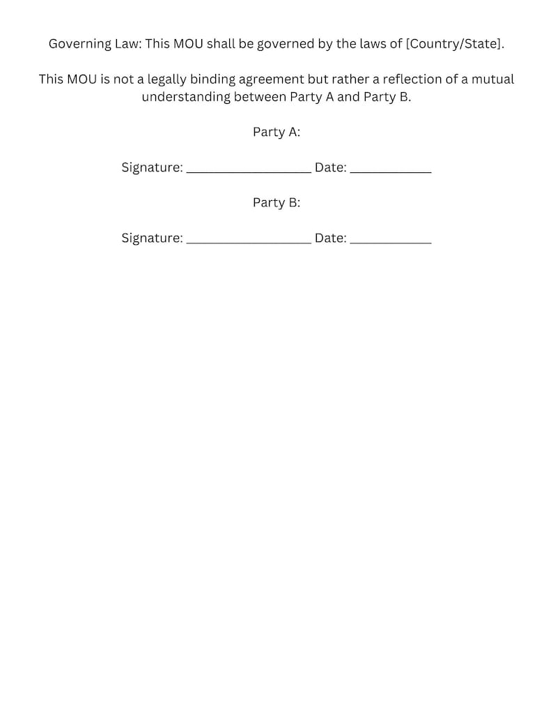Memorandum of Understanding (MOU) Template - Etsy