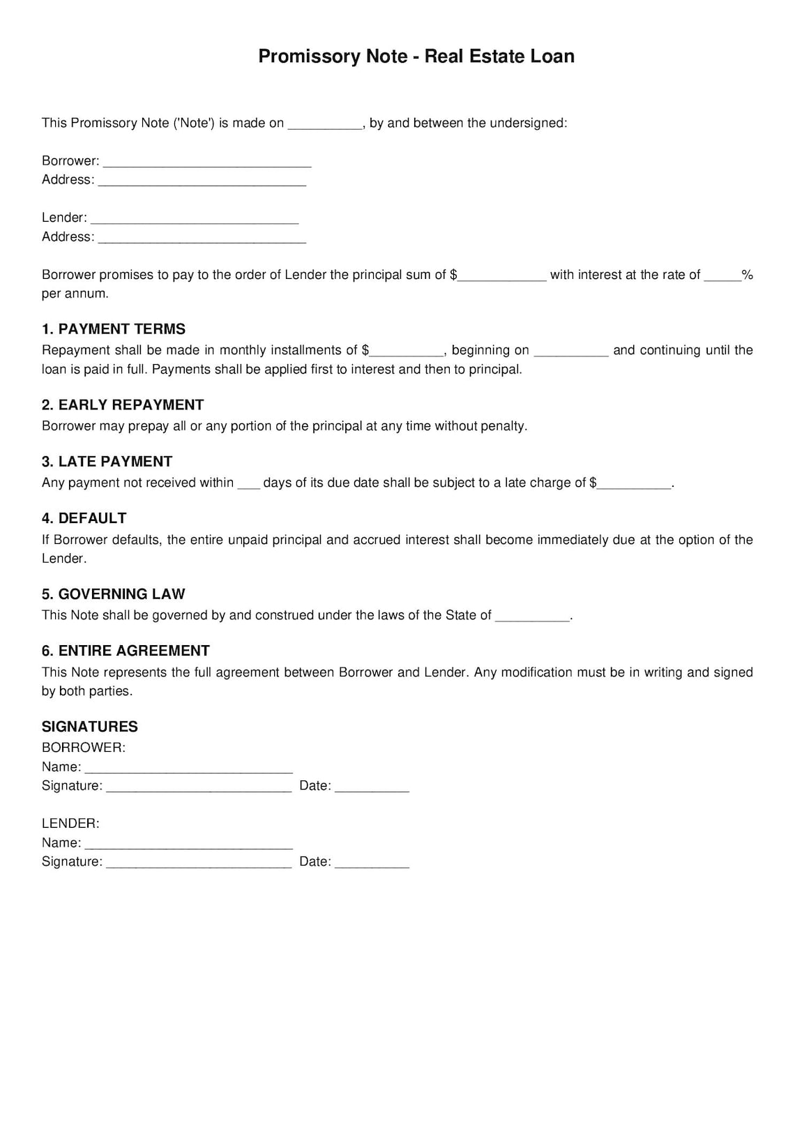 Promissory Note for Real Estate Loan | Editable PDF Template - Etsy