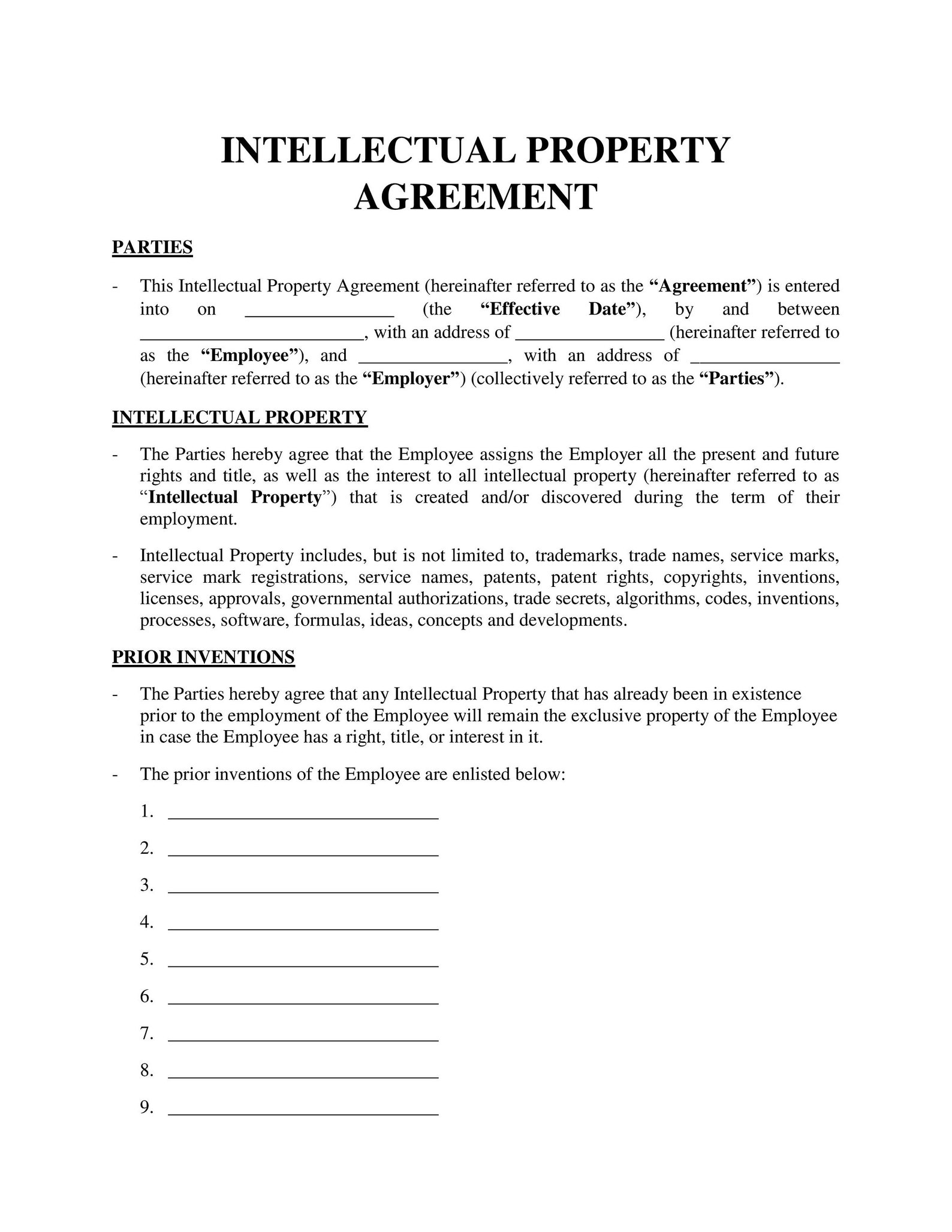 Intellectual-property Agreement Form-template, Instant Download - Etsy