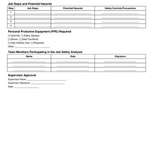 Printable Job Safety Analysis Template - Etsy