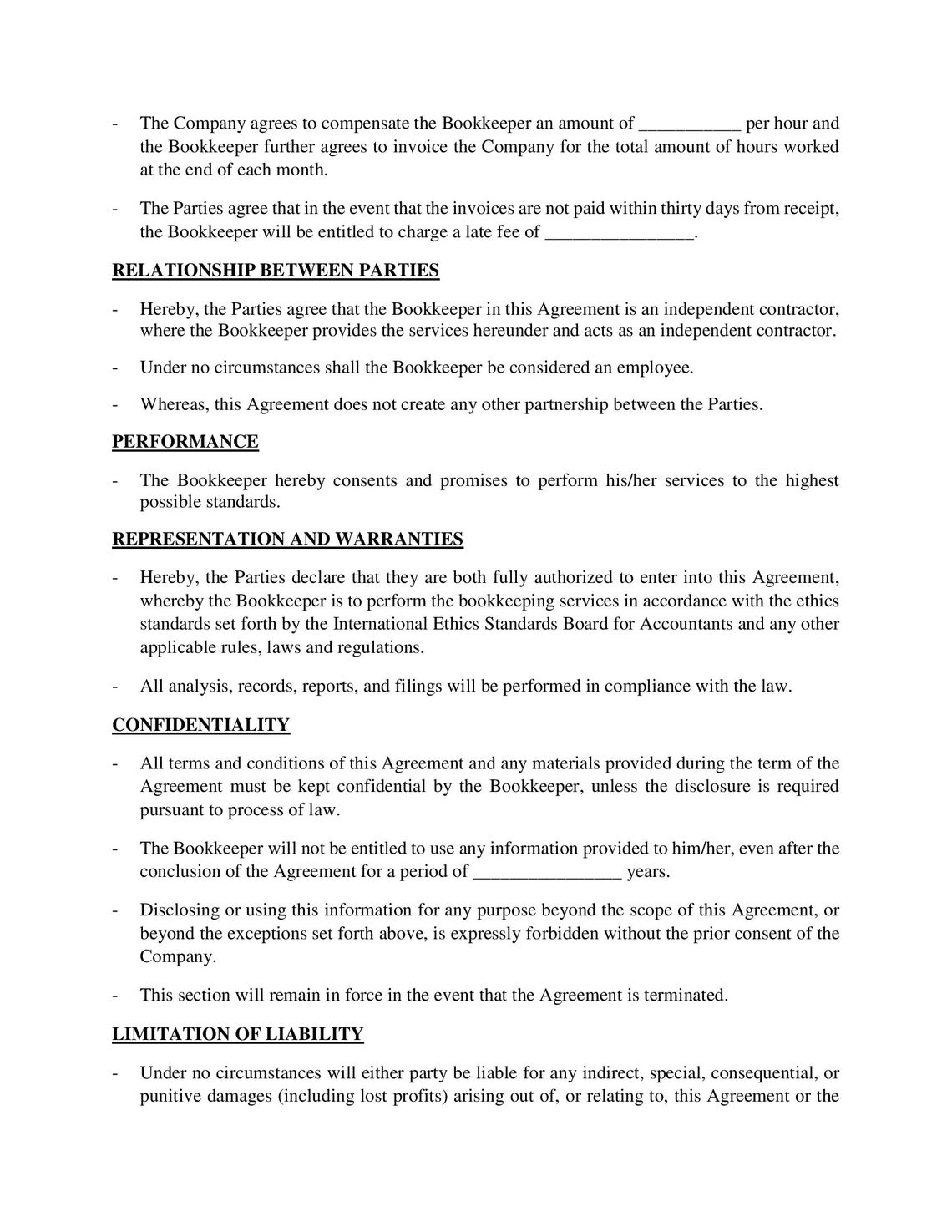 Bookkeeping-contract-agreement-template - Etsy