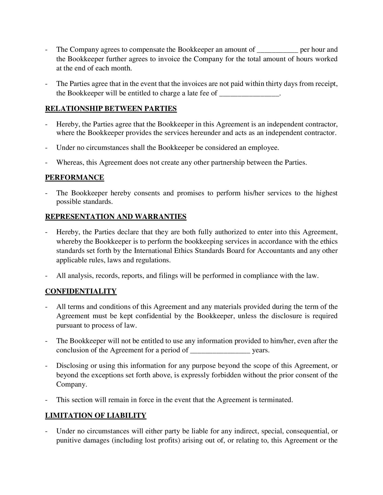 Bookkeeping-contract-agreement-template - Etsy