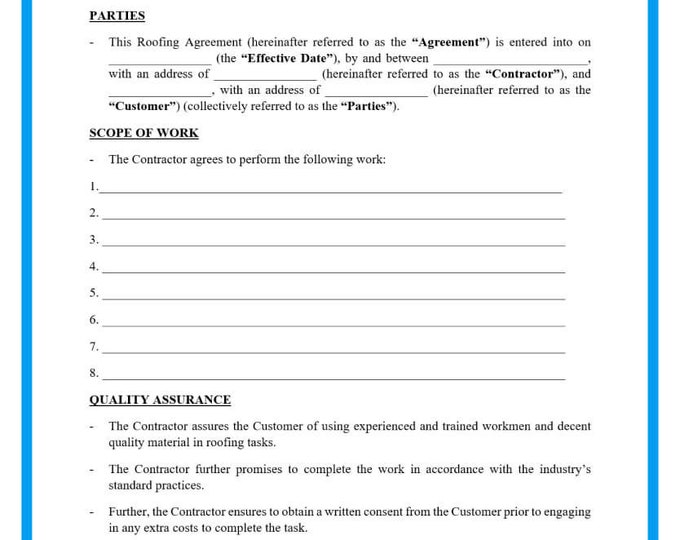 Construction Contract Agreement Template - Pdf Download - Etsy Canada