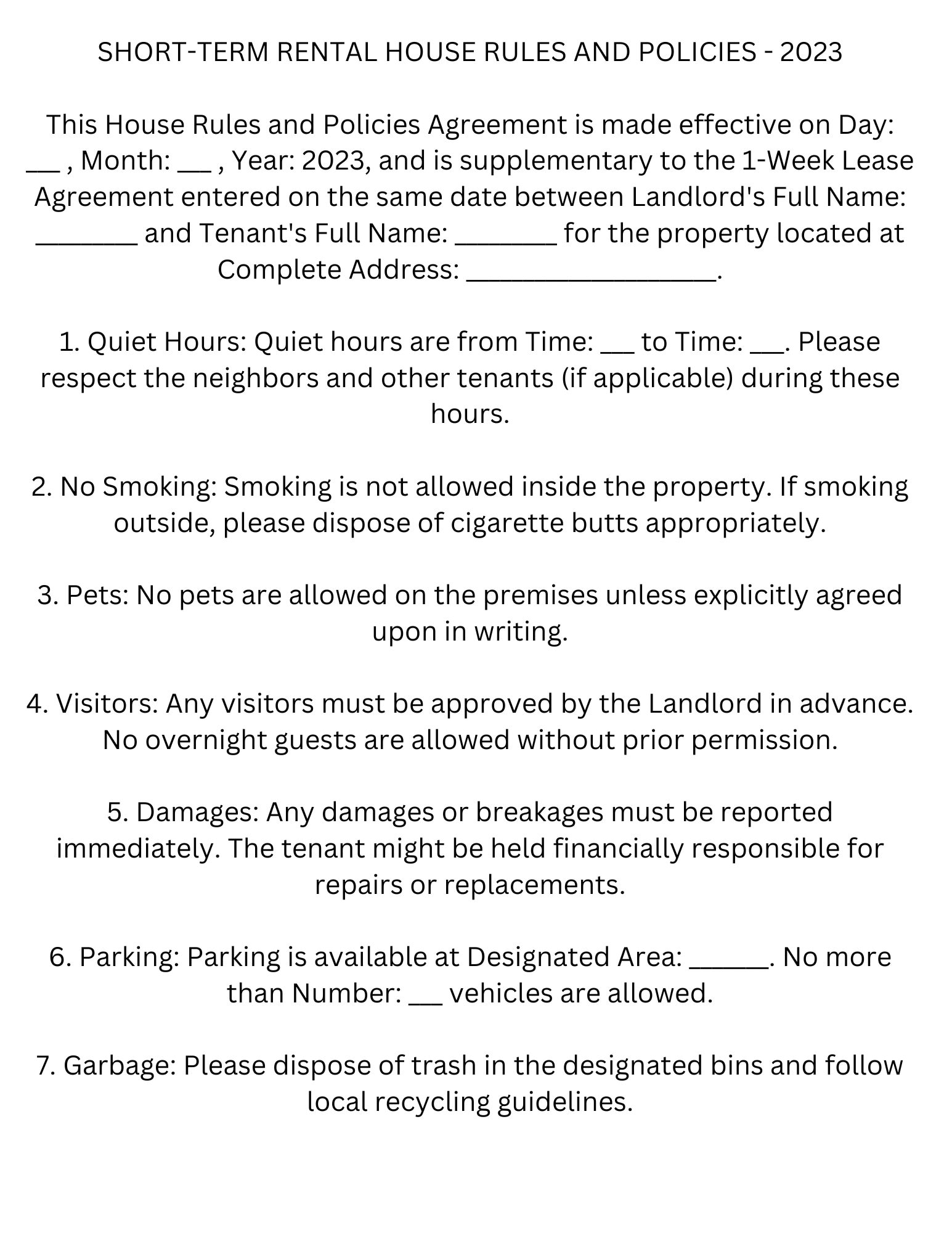 Short-term Rental House Rules & Policies - Etsy