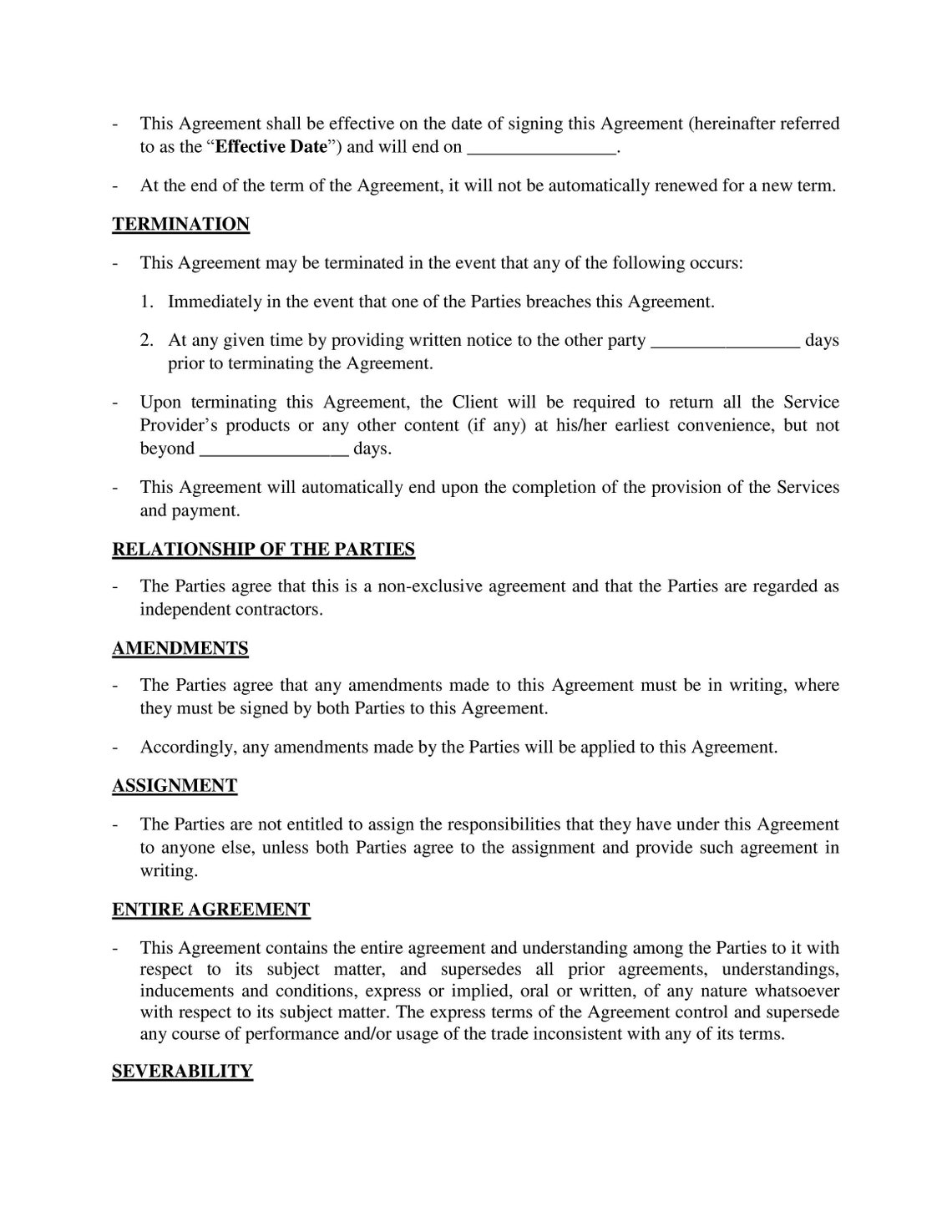 Service-contract-template, Instant Downloadable PDF - Etsy