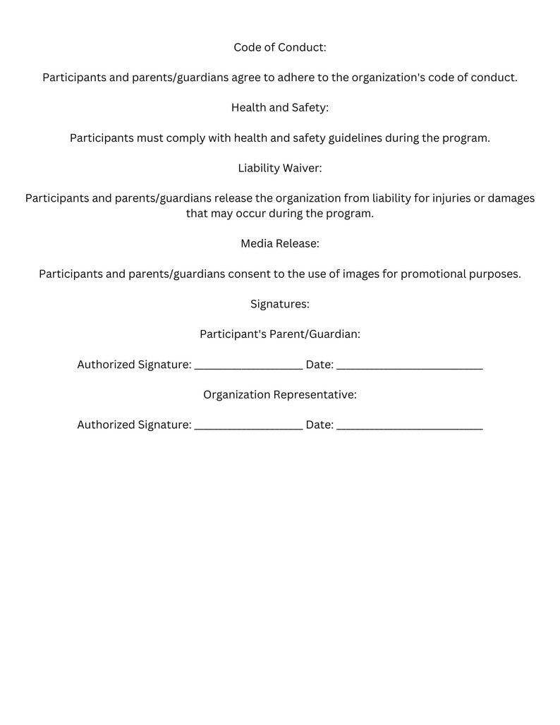 Youth Sports Contract-template, Instant Download - Etsy
