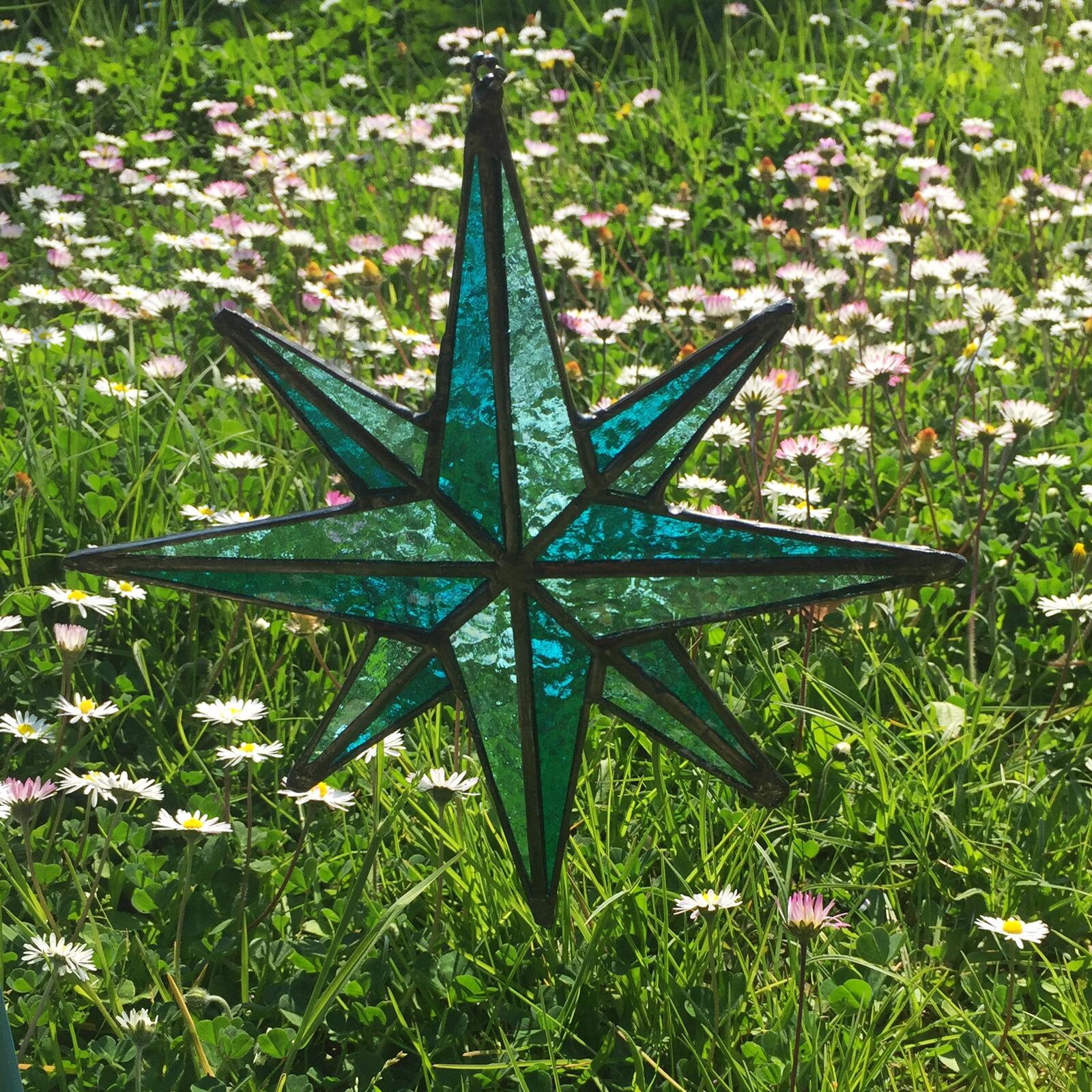 Stained Glass Compass Rose Suncatcher, Window Ornament, Window Hanging ...