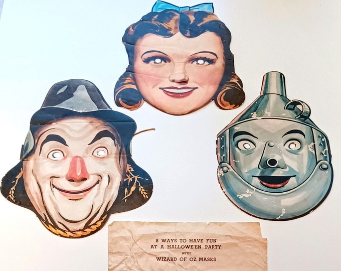 Vintage Wizard of Oz 1939 Par-t Masks Die Cut Dorothy Scarecrow Tin Man ...
