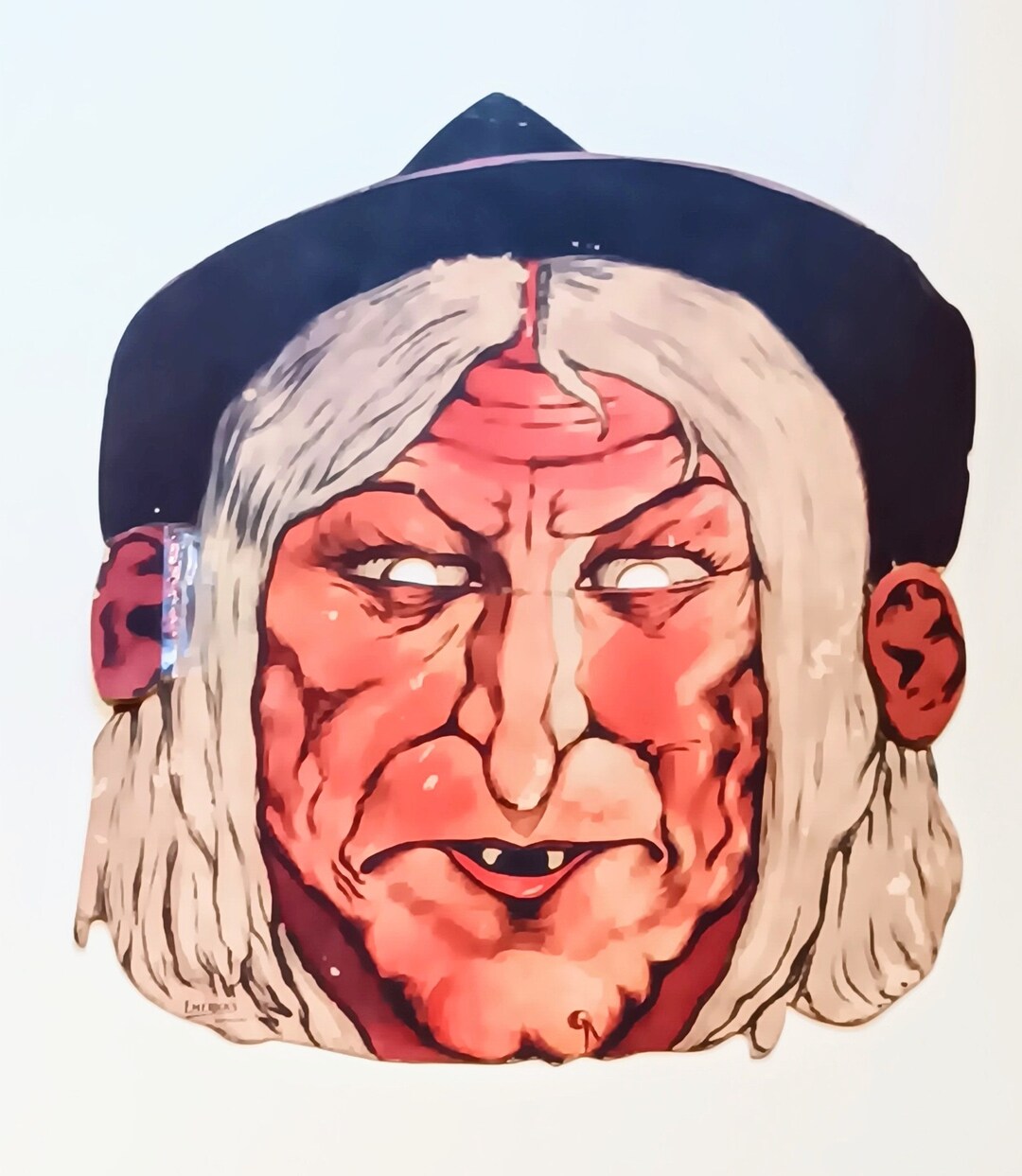Vintage Emerick's Wicked Witch Halloween Mask Die Cut Cardboard Paper ...
