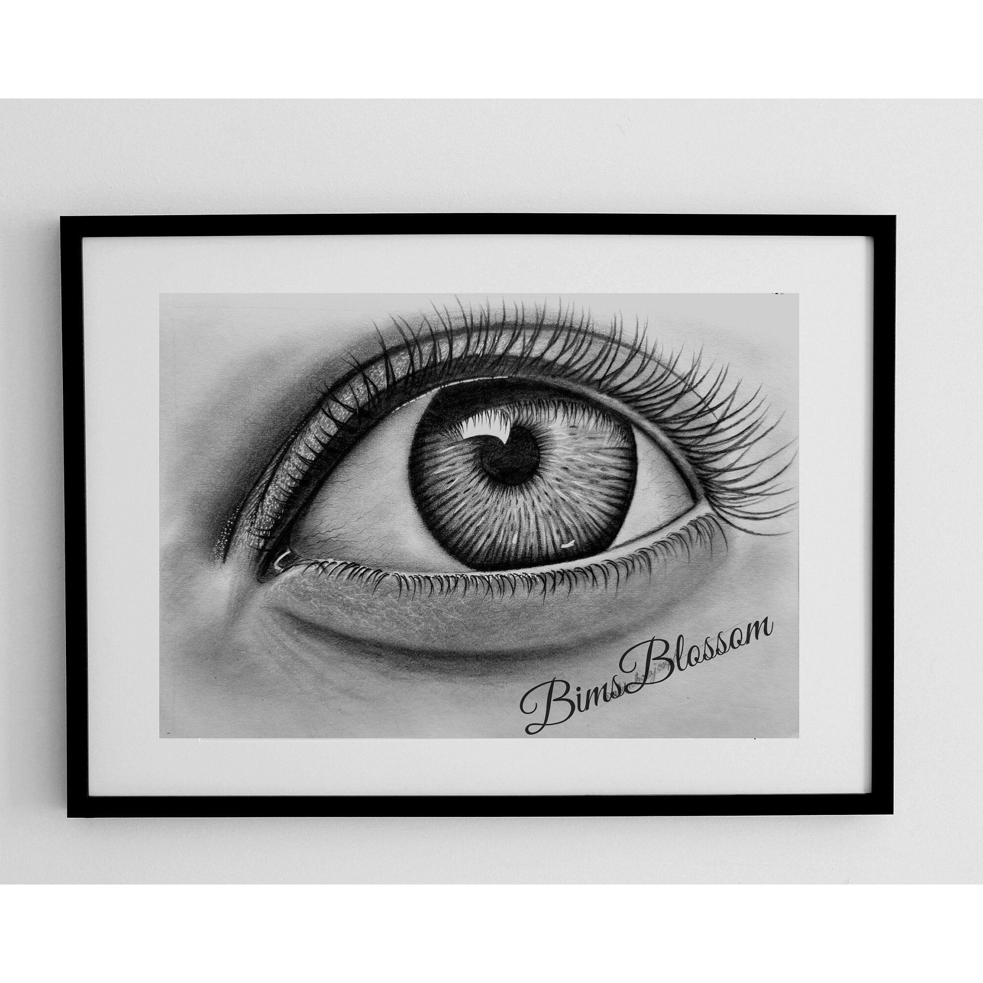 Eye Drawing, Gaze of Grace Realism Eye Art Printable, Charcoal Art ...