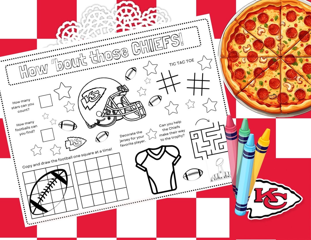 Kansas City Chiefs Superbowl Activity | Placemat for Kids | Football ...