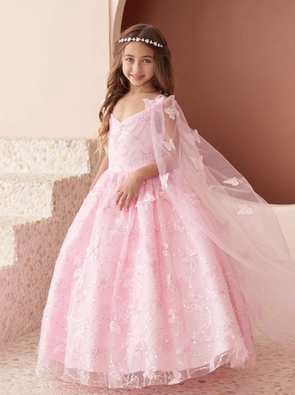 Little Girl Birthday Dress, Pink Princess Dress, Flower Girl Dress ...
