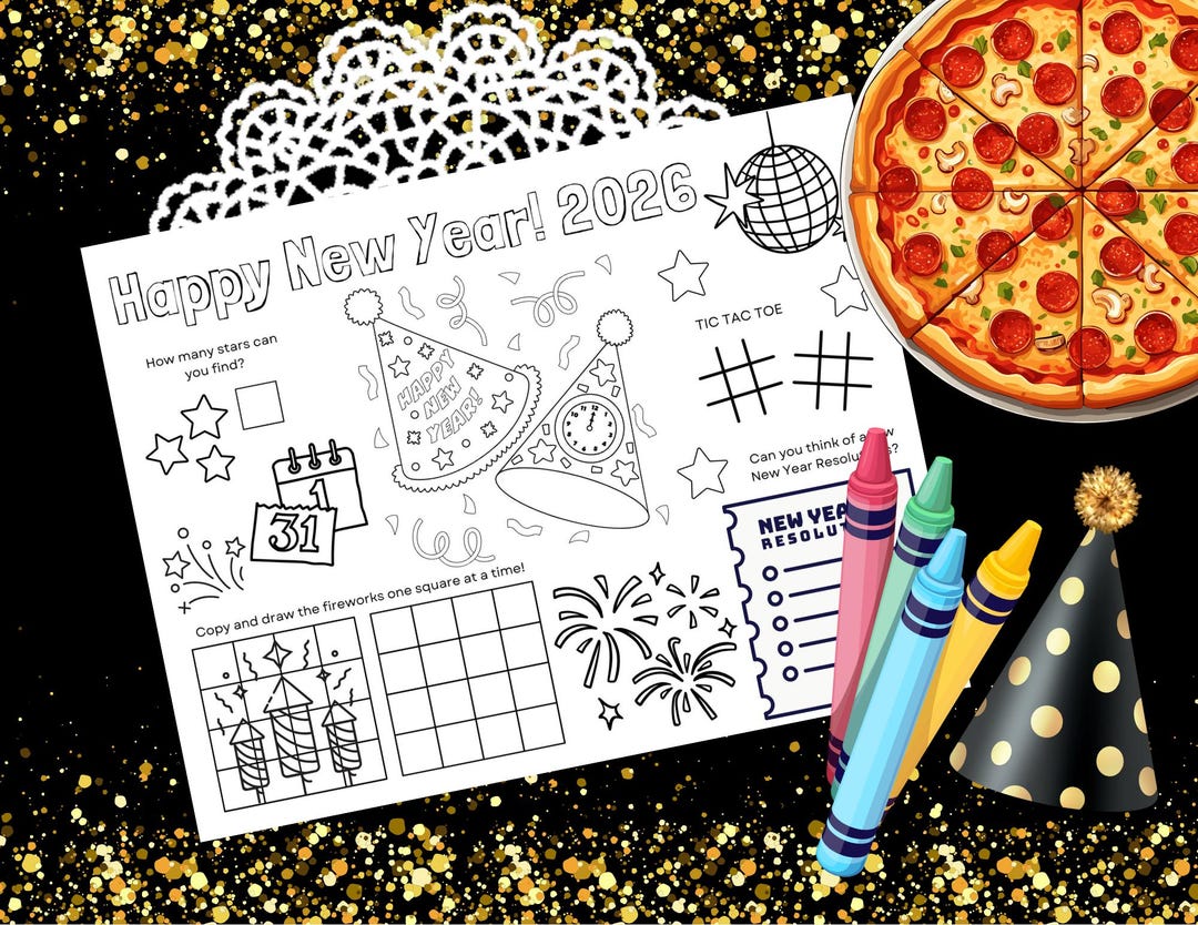New Years 2026 Activity Placemat Printable New Years Eve Activity Sheet ...