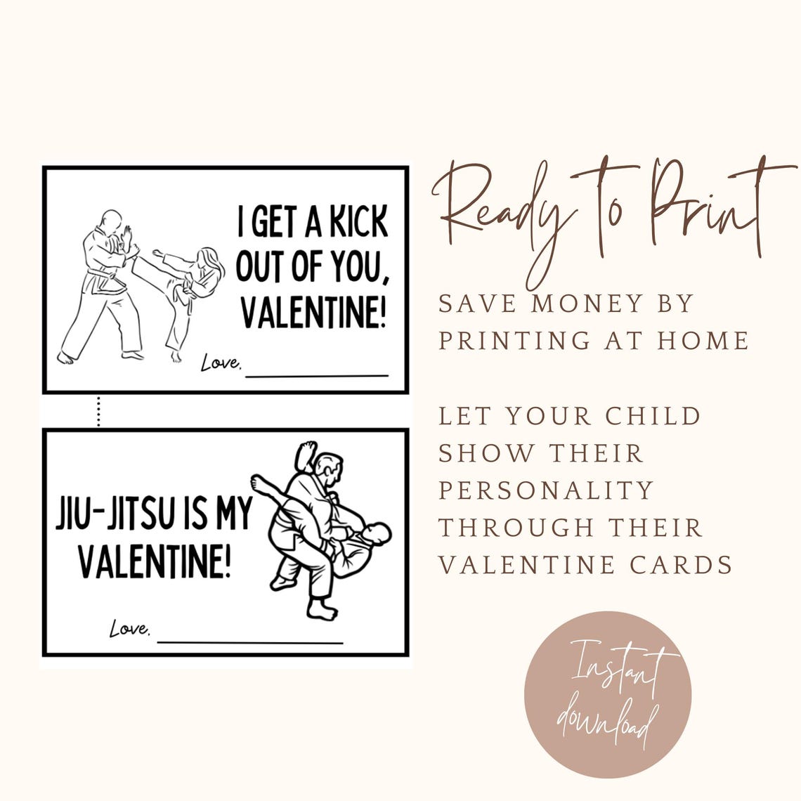 Jiu Jitsu Valentine Day Cards, Printable Jiu Jitsu Valentine, School ...