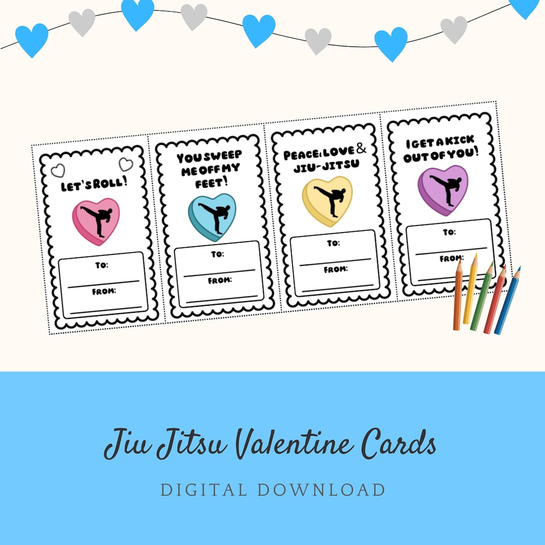 Jiu Jitsu Valentine Day Cards, Printable Jiu Jitsu Valentine, School ...