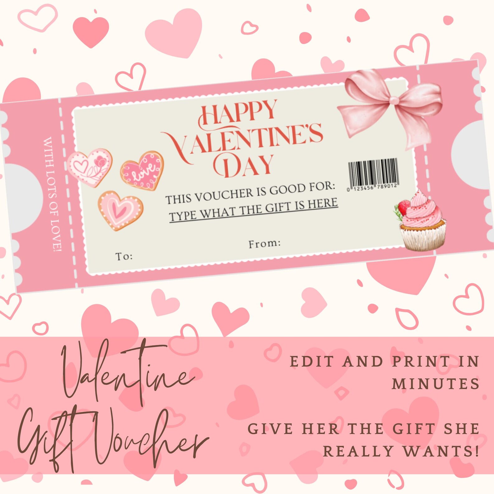 INSTANT EDITABLE Pink Valentine's Day Voucher Coupon for Experience ...