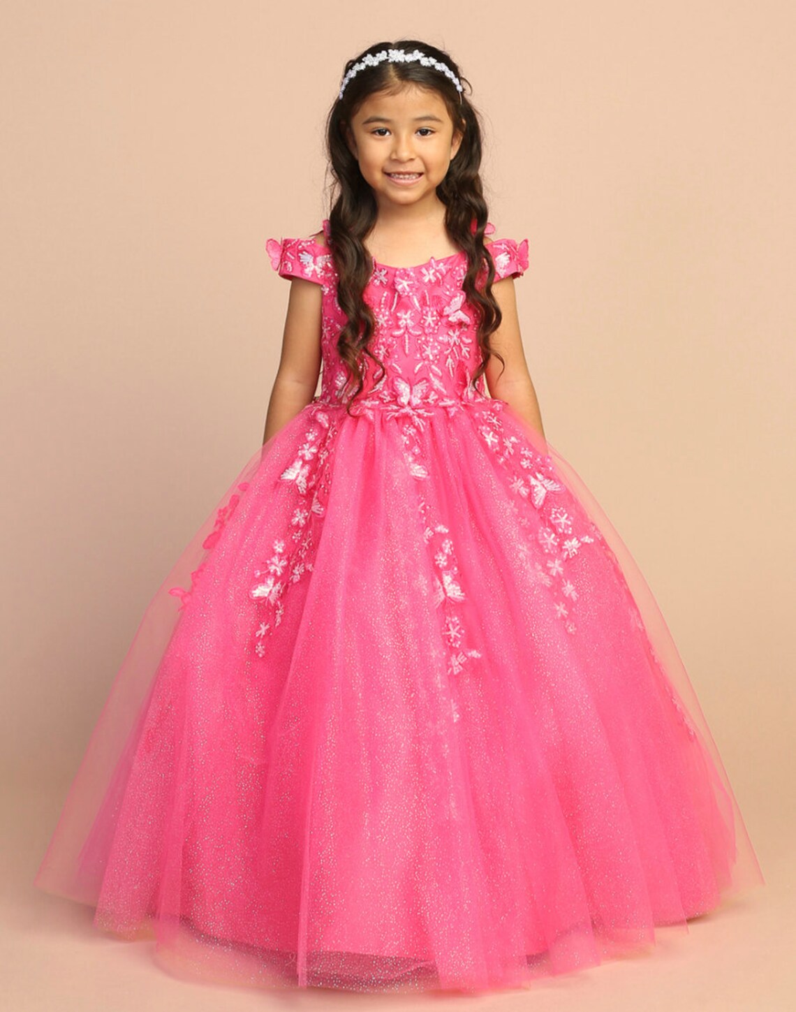 Little Girl Birthday Dress, Hot Pink Princess Dress, Flower Girl Dress ...