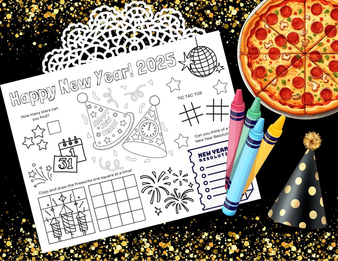 New Years 2025 Activity Placemat Printable New Years Eve Activity Sheet ...