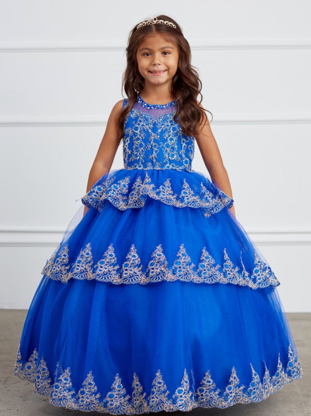 Little Girl Birthday Dress, Blue Princess Dress, Flower Girl Dress ...