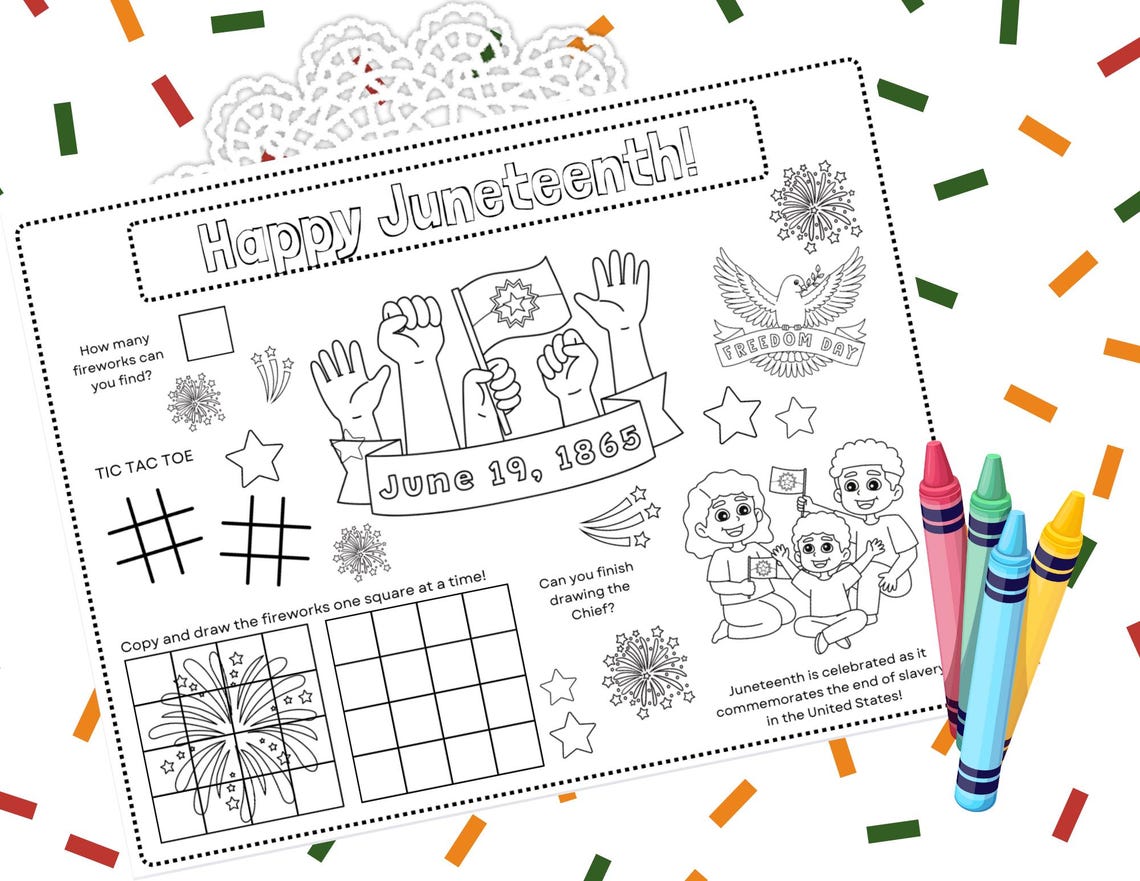 Juneteenth Activity Sheet for Kids - Instant Download PDF - Educational ...