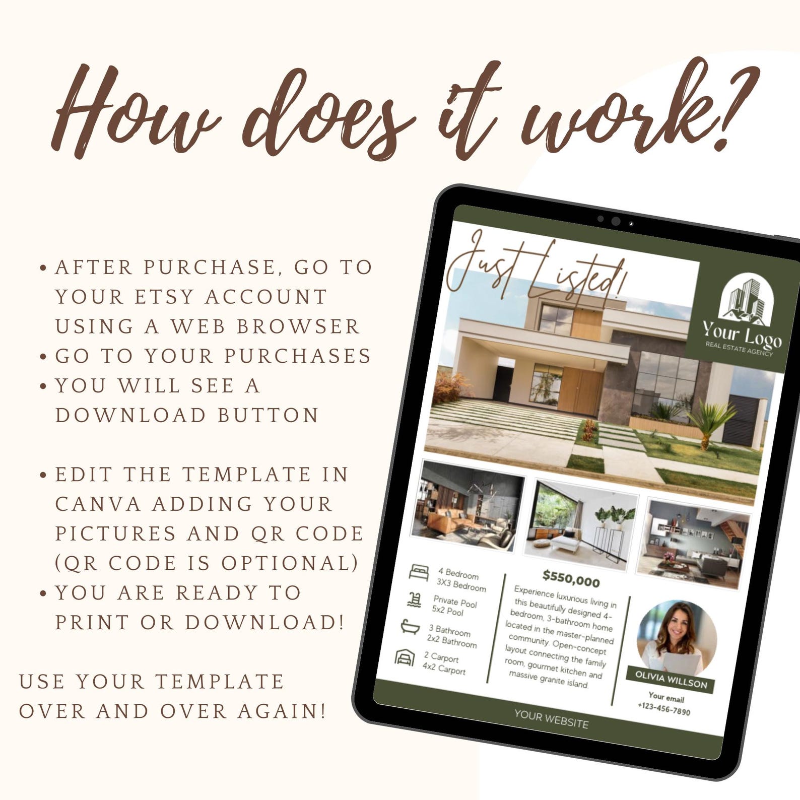 Just Listed Flyer Template Real Estate | Open House Realtor Flyer ...