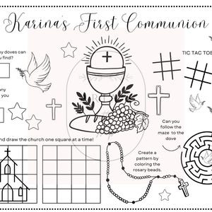 PRINTABLE First Communion Coloring Placemat, Digital File, Printable ...