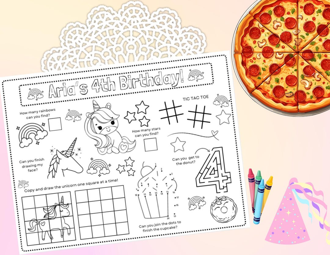 Unicorn Birthday Party Activity Sheet | Unicorn Rainbow Themed Party ...