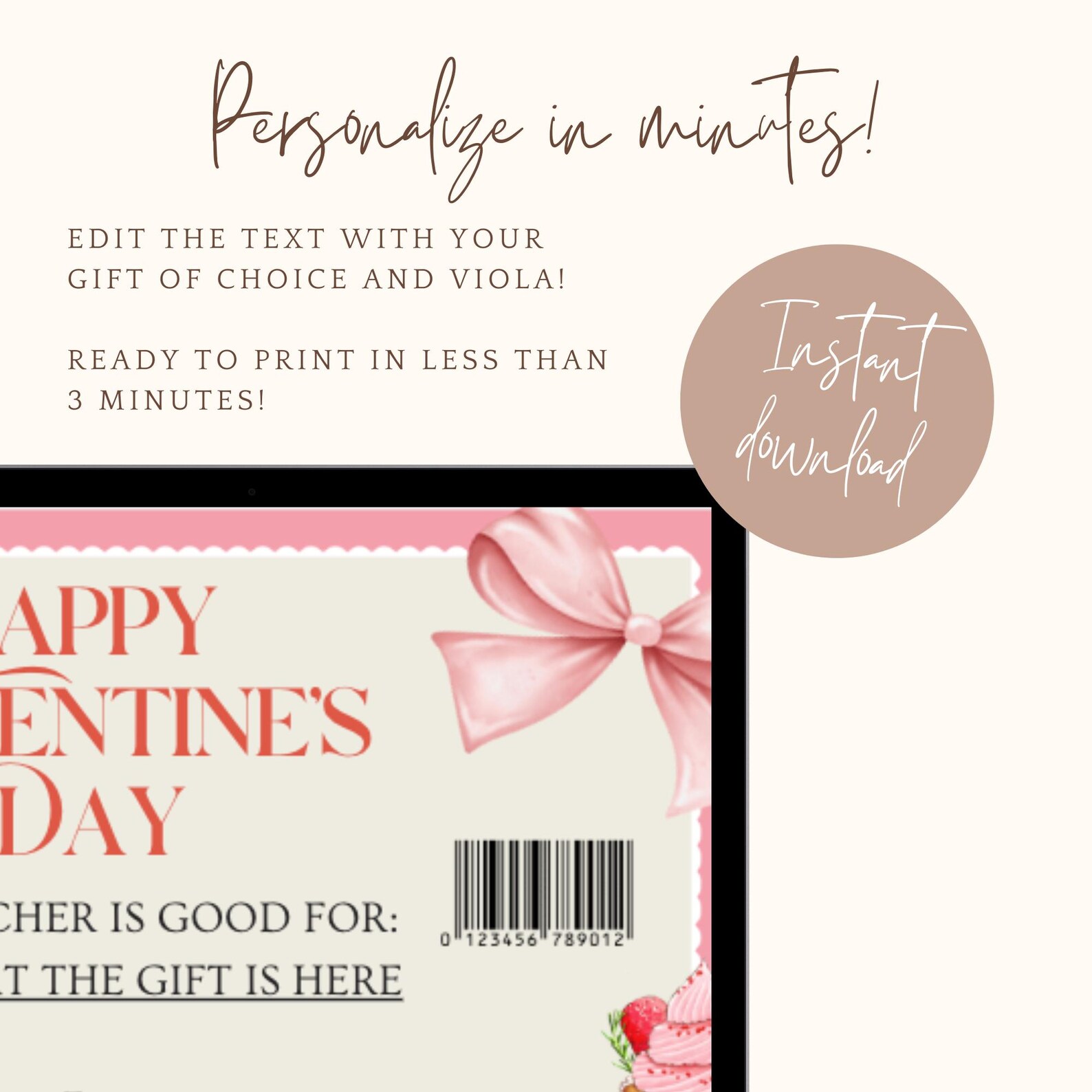 INSTANT EDITABLE Pink Valentine's Day Voucher Coupon for Experience ...