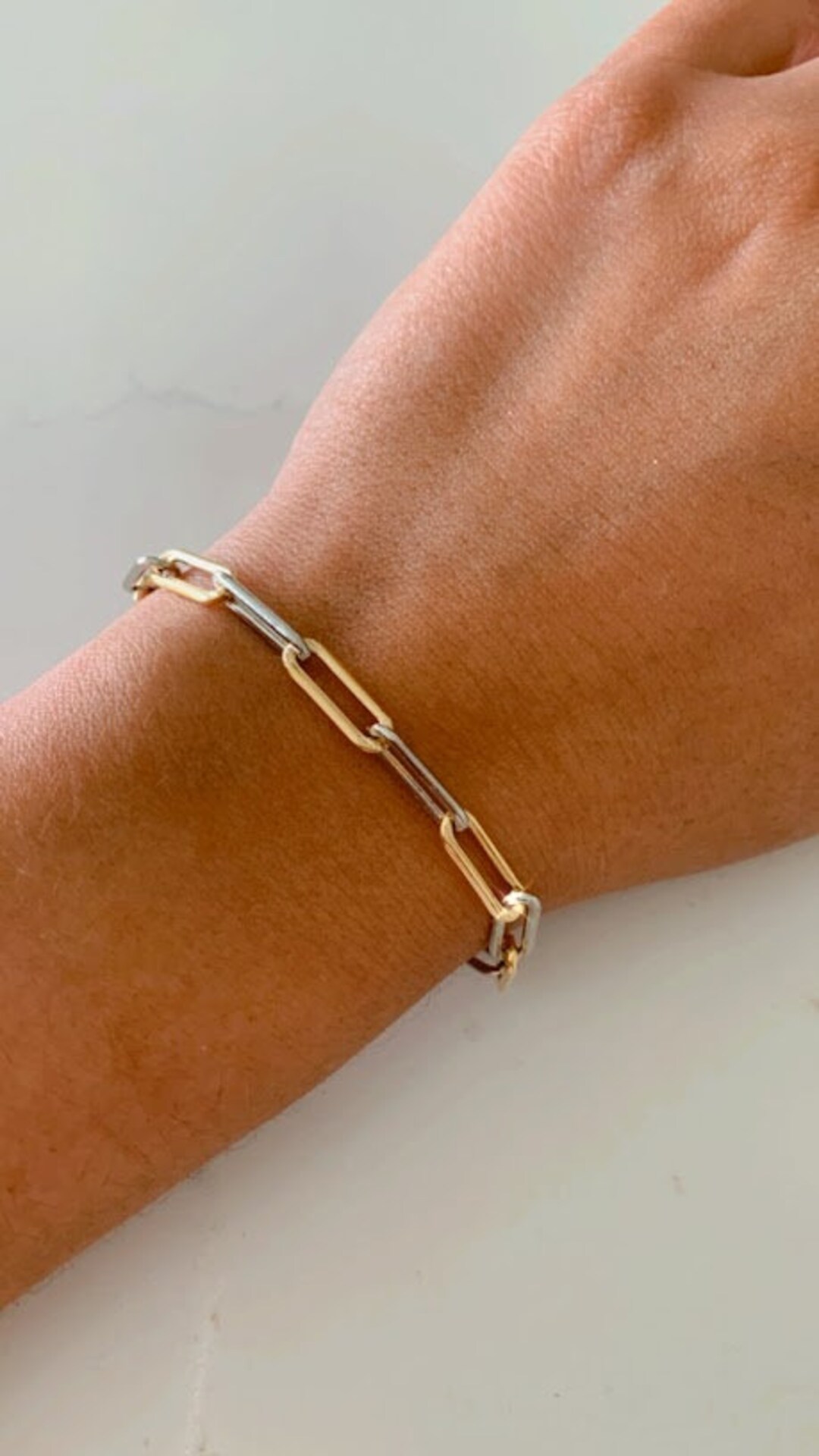 Two Tone Paperclip Chain Bracelet Thick Paperclip Bracelet Statement ...