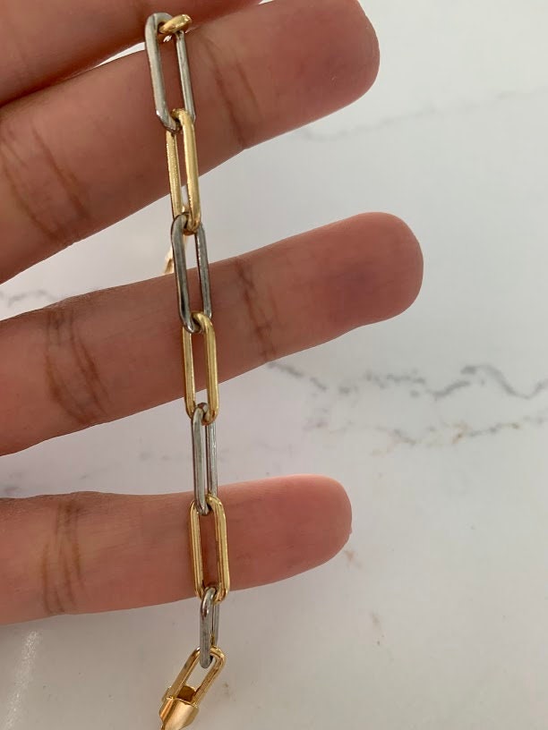 Two Tone Paperclip Chain Bracelet Thick Paperclip Bracelet - Etsy