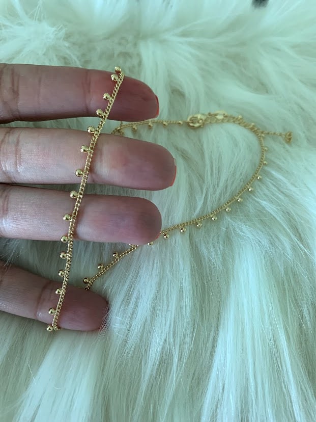 2MM Dainty Beaded Gold Filled Chain Necklace Layering Ball | Etsy