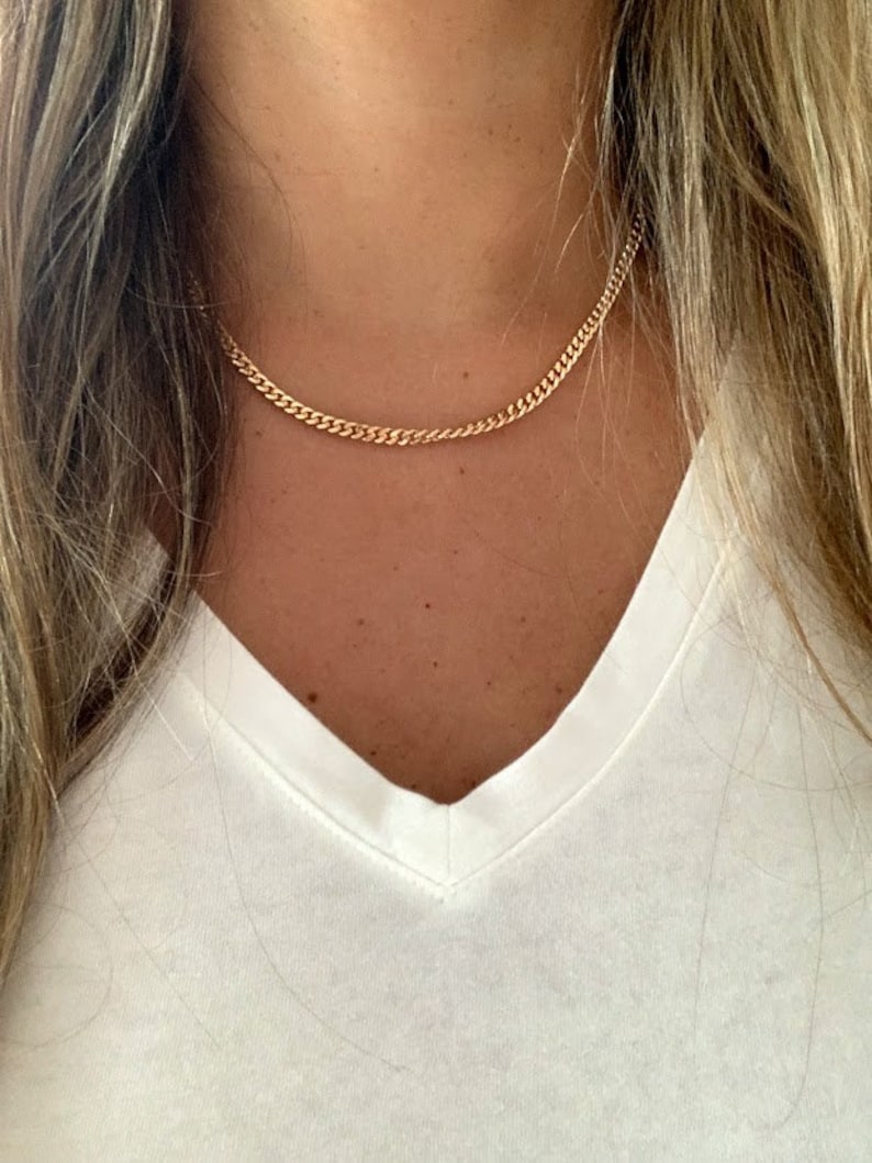 Gold Filled Cuban Curb Link Chain - 4MM Necklace - Etsy