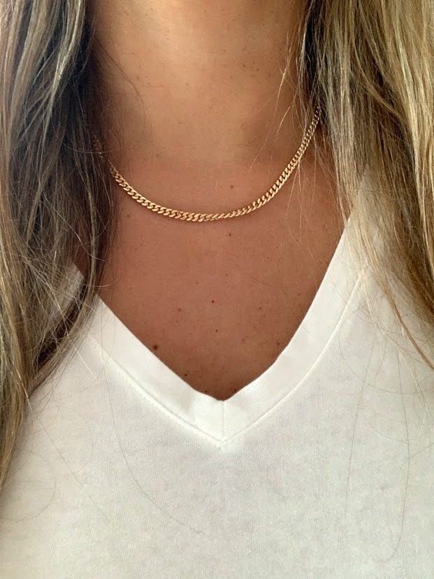 Cuban Curb Link Chain Gold filled Necklace Gold Necklace | Etsy